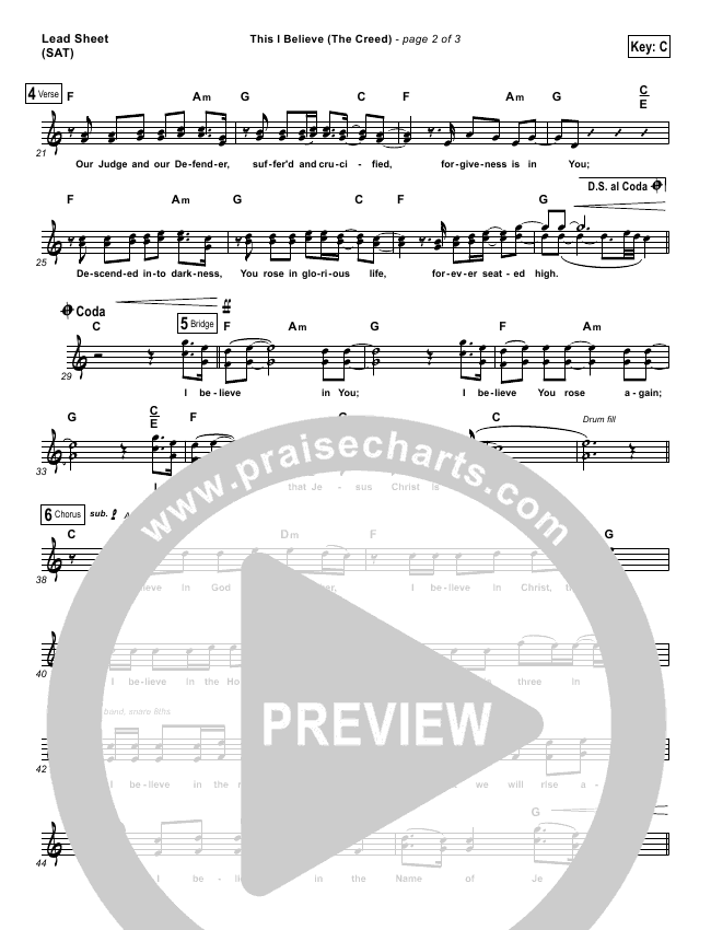 This I Believe (The Creed) Sheet Music PDF (Shane & Shane / The Worship ...