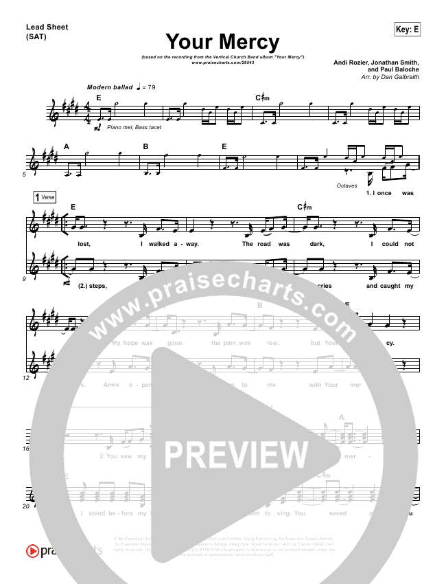 Your Mercy Sheet Music PDF (Vertical Worship) - PraiseCharts