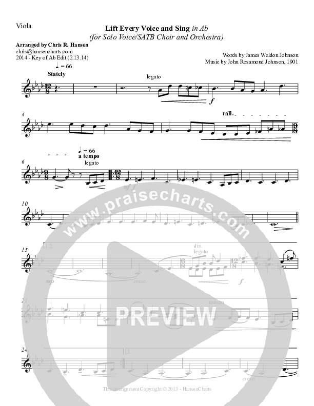 Lift Every Voice And Sing Viola Sheet Music PDF (Chris Hansen ...