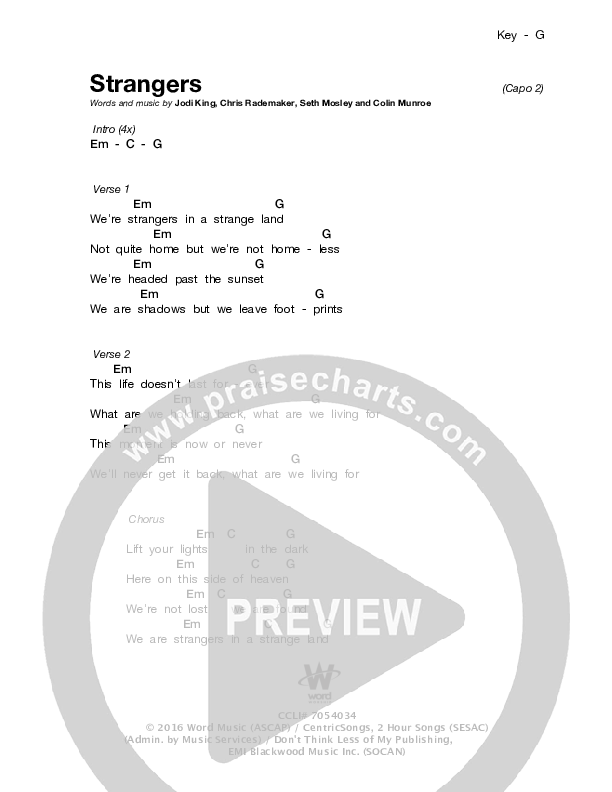 Strangers Chords PDF (Love & The Outcome) - PraiseCharts