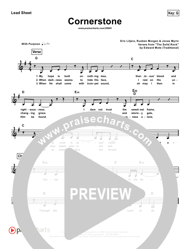 Hillsong Cornerstone Sheet Music Digital Download