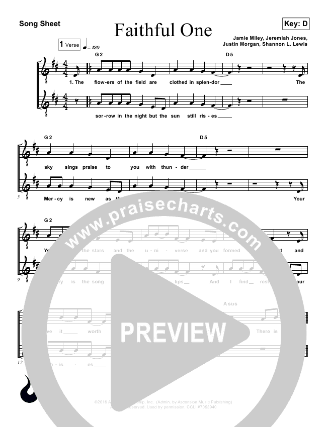 Faithful One Sheet Music PDF (Ascension Worship) - PraiseCharts