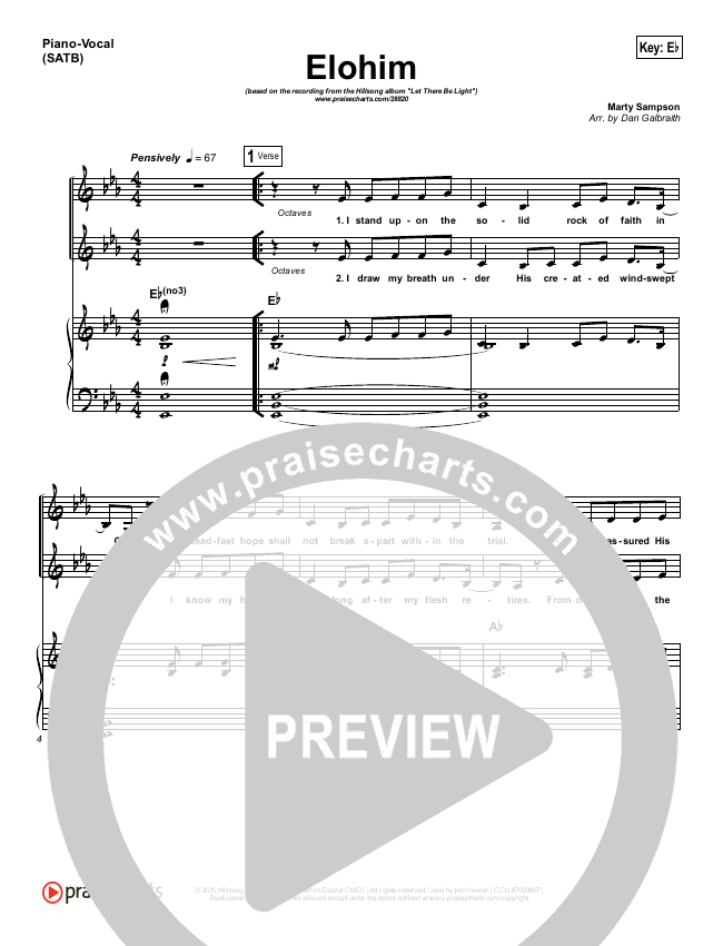 Elohim Sheet Music (Hillsong Worship) - PraiseCharts