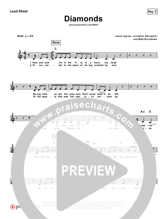 Diamonds (Simplified) Sheet Music PDF (Hawk Nelson) - PraiseCharts