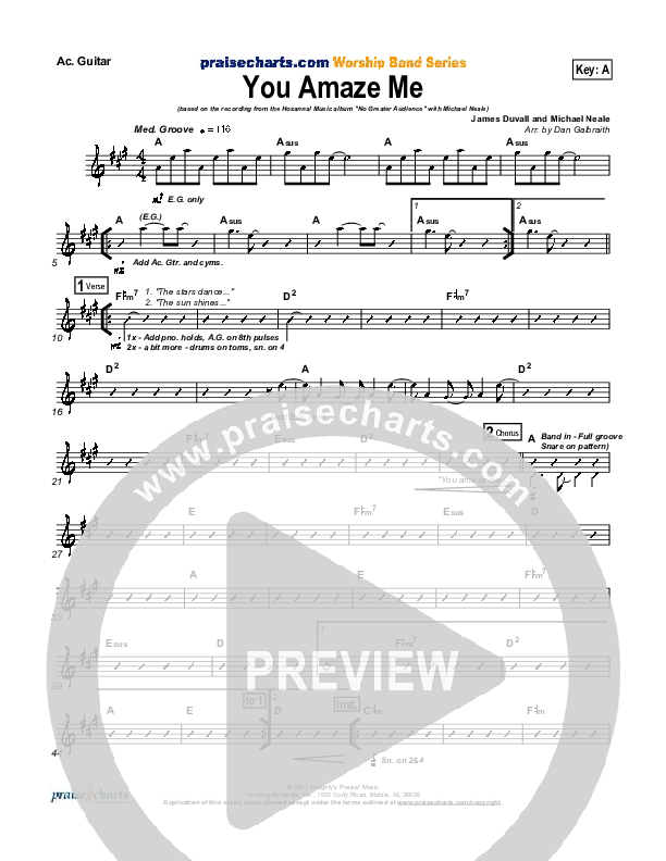 You Amaze Me Acoustic Guitar Sheet Music PDF (Michael Neale) - PraiseCharts