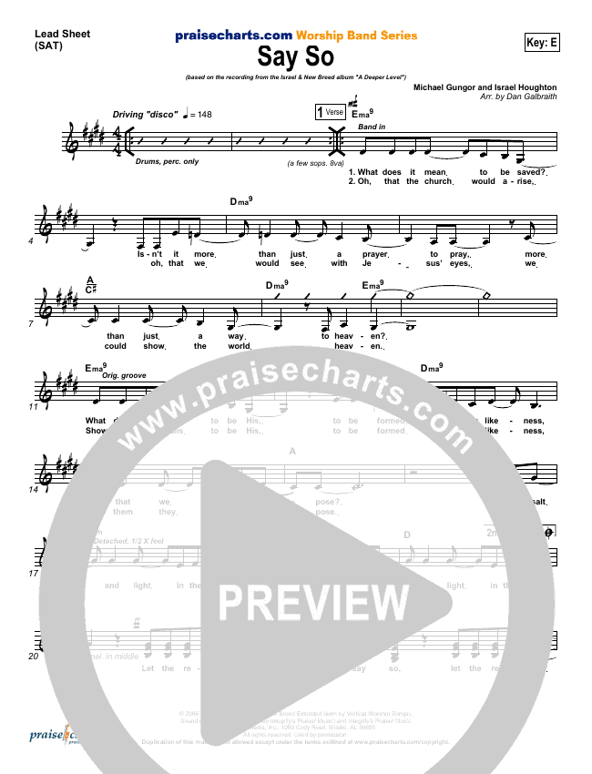 Say So Sheet Music PDF (Israel Houghton) - PraiseCharts