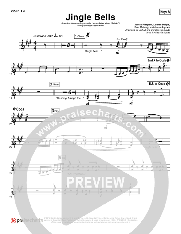 Jingle Bells Violin Sheet Music Pdf Lauren Daigle Praisecharts