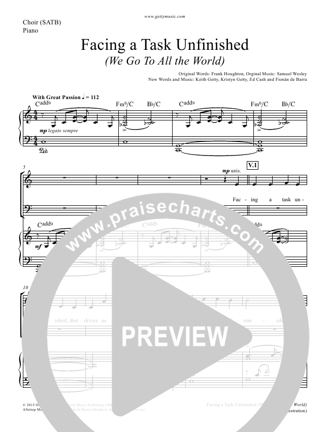 Facing A Task Unfinished (Version 2) Lead Sheet & Piano/Vocal - Keith ...