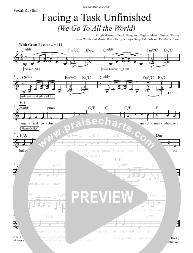 Facing A Task Unfinished (Version 2) Sheet Music PDF (Keith & Kristyn ...