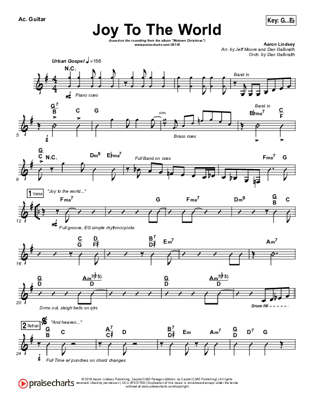 Joy To The World Acoustic Guitar Sheet Music PDF (Micah Stampley ...