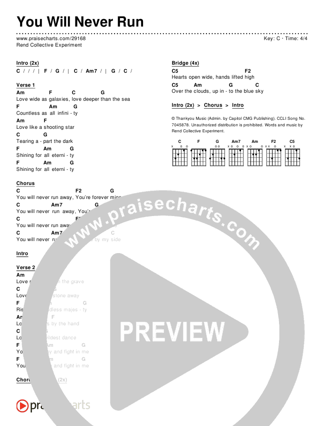 You Will Never Run Chords Pdf Rend Collective Praisecharts