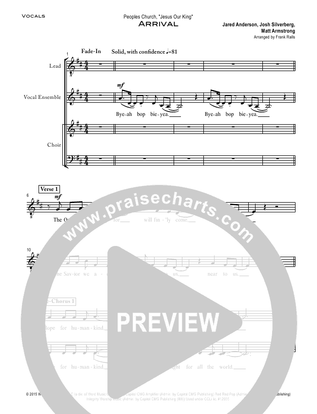 Arrival Sheet Music PDF (Peoples Church Worship) - PraiseCharts