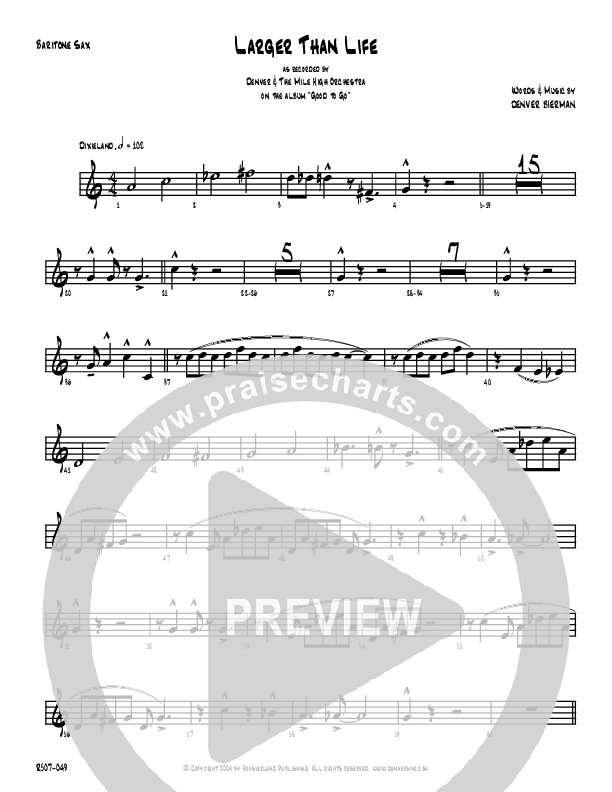 Larger Than Life Bari Sax Sheet Music PDF (Denver Bierman) - PraiseCharts