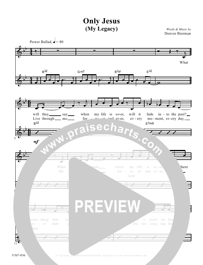 Only Jesus Sheet Music PDF (Denver Bierman) - PraiseCharts
