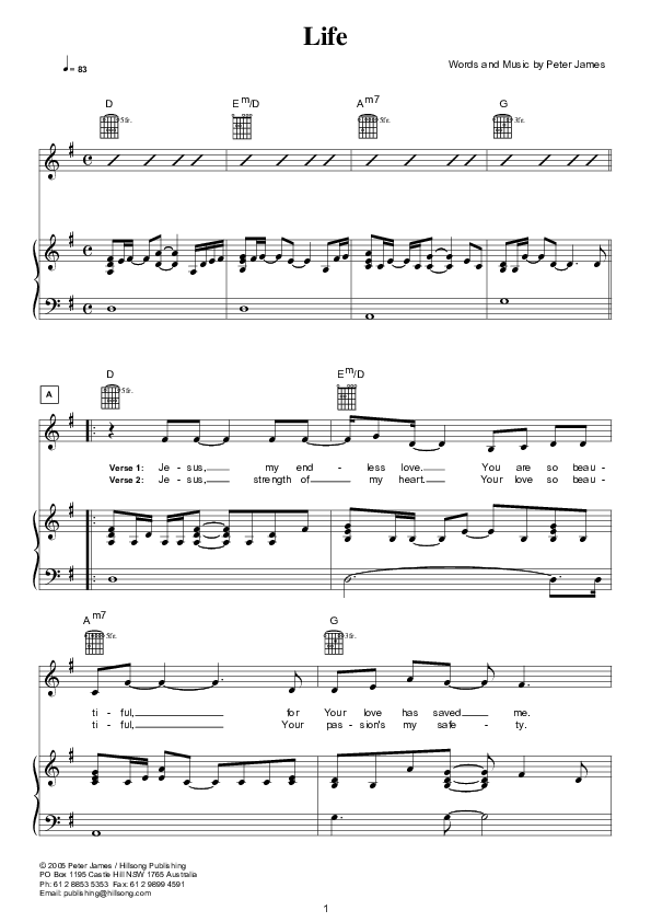 Life Sheet Music PDF (Hillsong Worship) - PraiseCharts