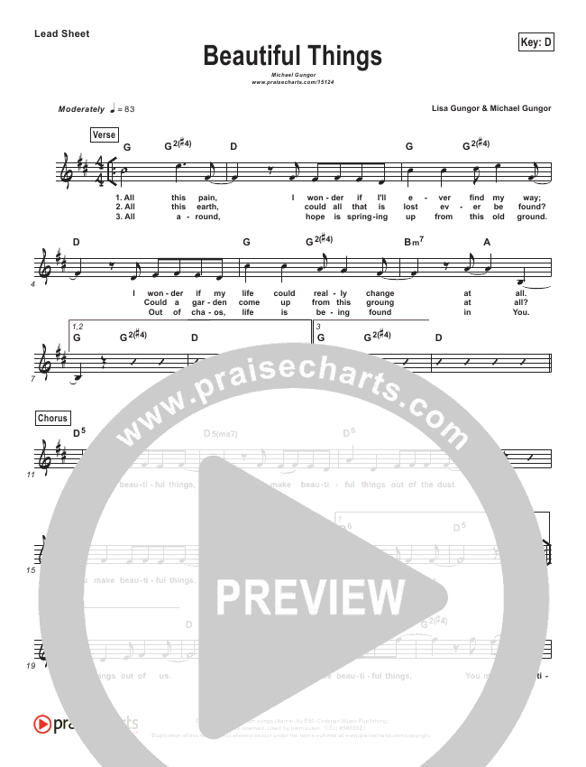 Beautiful Things (Simplified) Sheet Music PDF () - PraiseCharts