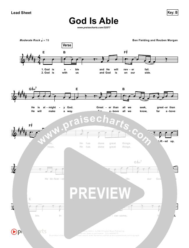 God Is Able (Simplified) Sheet Music (Hillsong Worship) - PraiseCharts