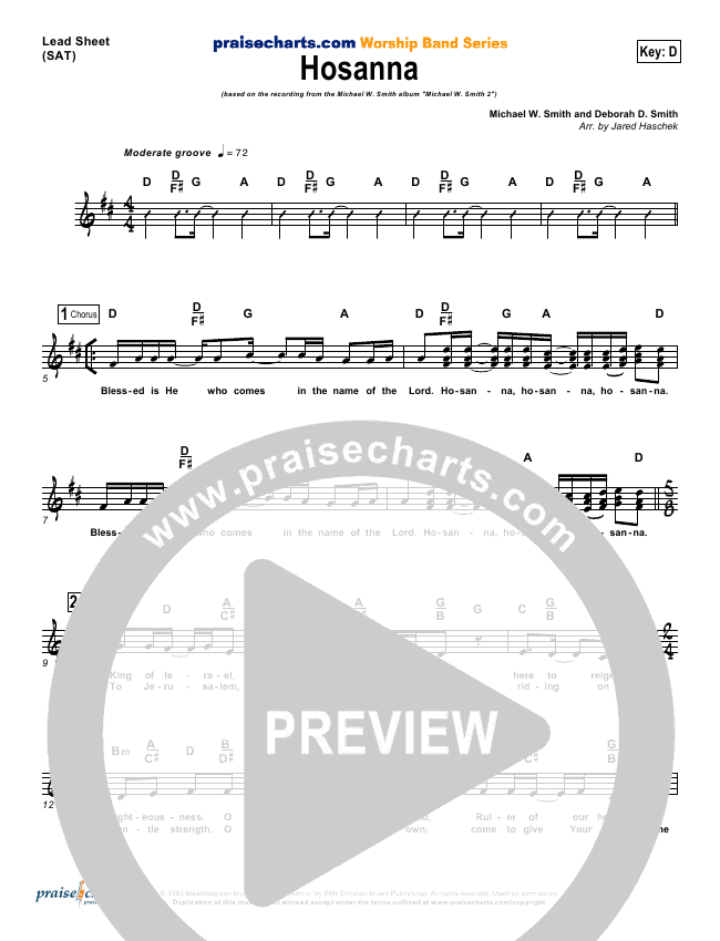 Hosanna Sheet Music PDF (Michael W. Smith) - PraiseCharts