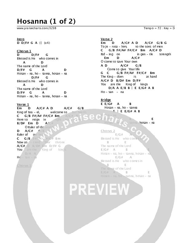 Hosanna Chords PDF (Michael W. Smith) - PraiseCharts