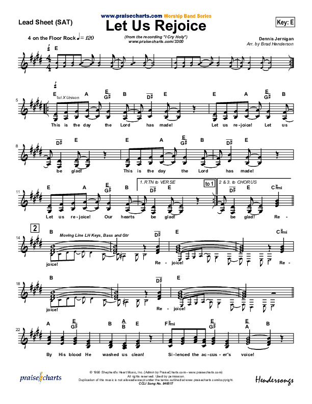 Let Us Rejoice Sheet Music PDF (Dennis Jernigan) - PraiseCharts