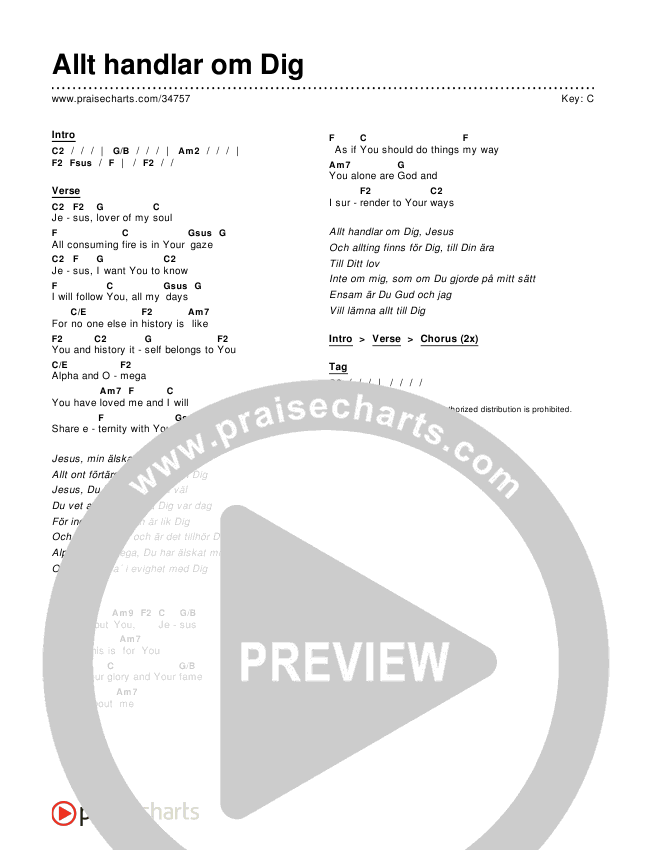 Allt handlar om Dig Chords PDF () - PraiseCharts