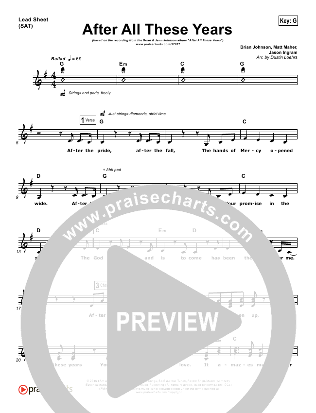 After All These Years Sheet Music PDF (Brian Johnson / Jenn Johnson ...