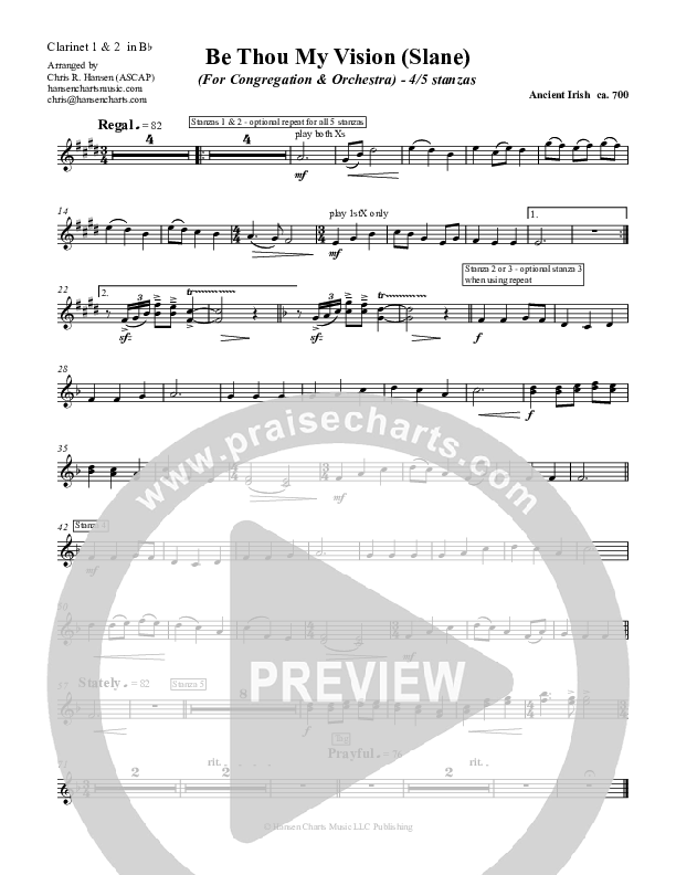 Be Thou My Vision Clarinet Sheet Music PDF (Chris Hansen) - PraiseCharts