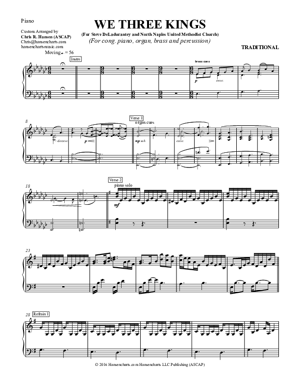 We Three Kings (Chris Hansen) - PraiseCharts