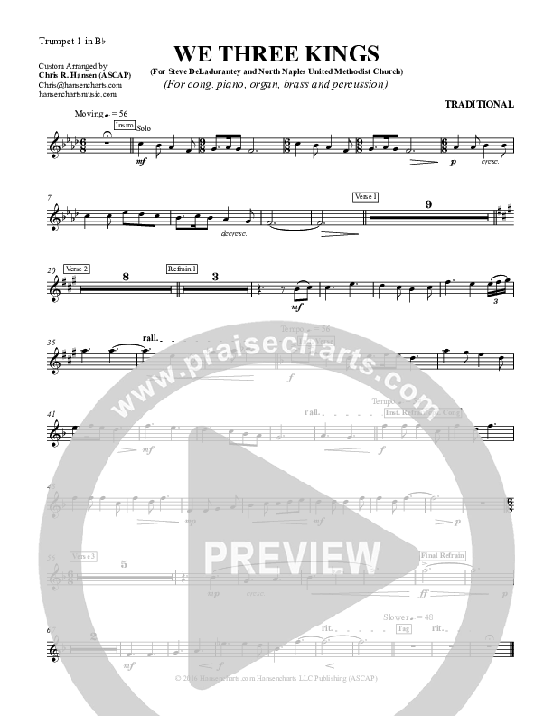 We Three Kings (Chris Hansen) - PraiseCharts