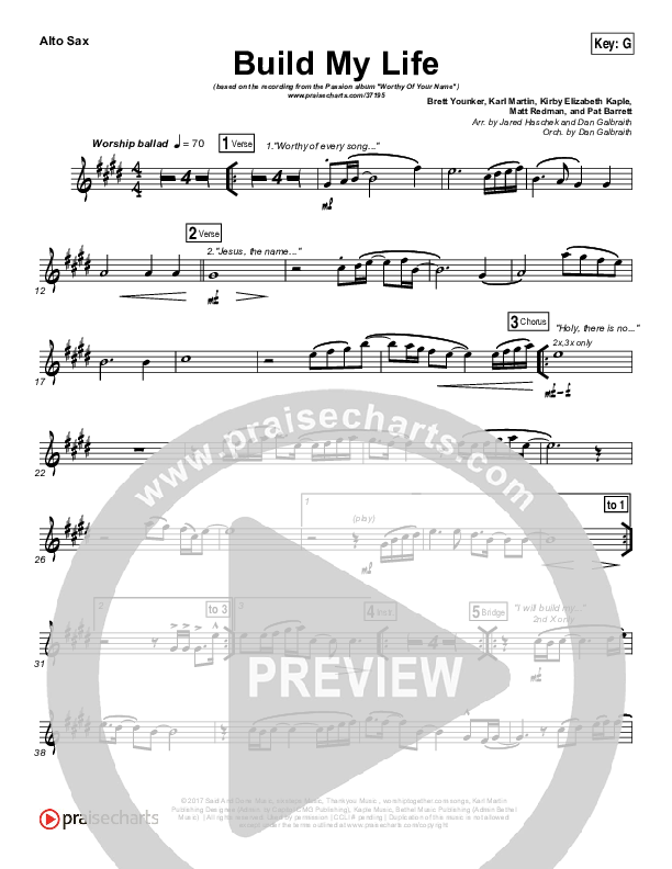Build My Life Alto Sax Sheet Music PDF (Passion / Brett Younker) - PraiseCharts