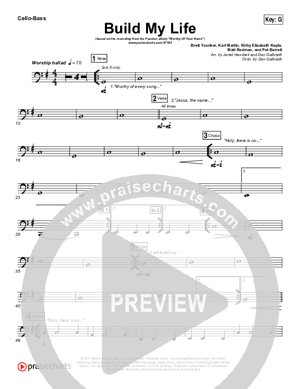 Build My Life String Bass Sheet Music PDF (Passion / Brett Younker) - PraiseCharts