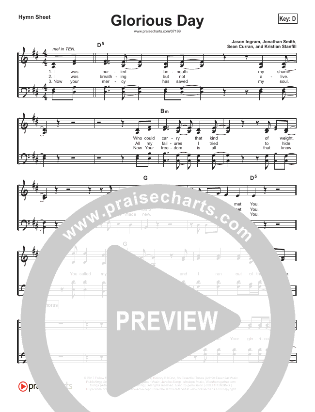 Glorious Day Hymn Sheet (Passion / Kristian Stanfill) - PraiseCharts