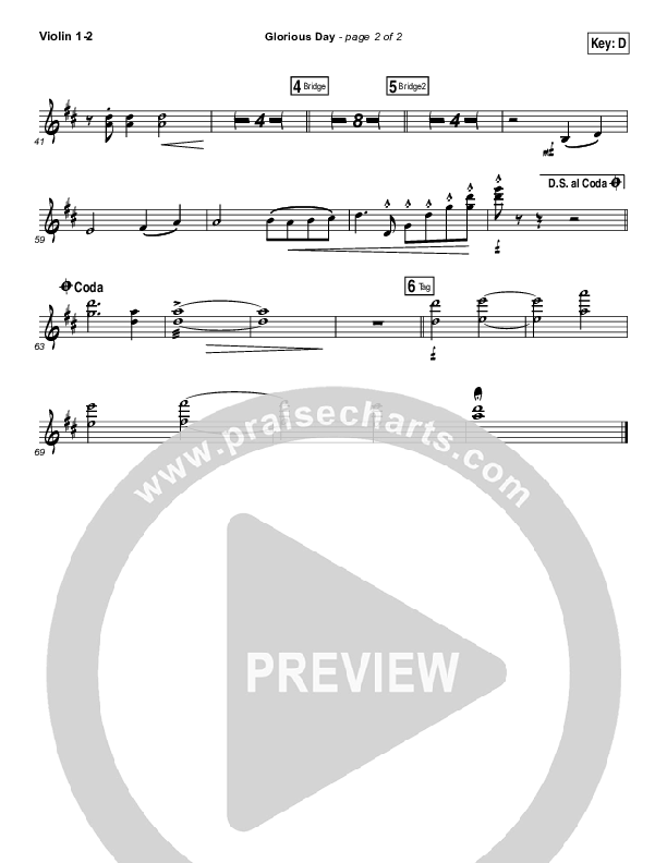 Glorious Day Violin Sheet Music PDF (Passion / Kristian Stanfill) - PraiseCharts