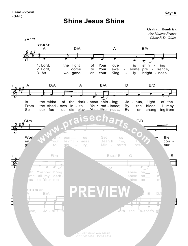 Shine Jesus Shine Sheet Music PDF (Dennis Prince / Nolene Prince ...