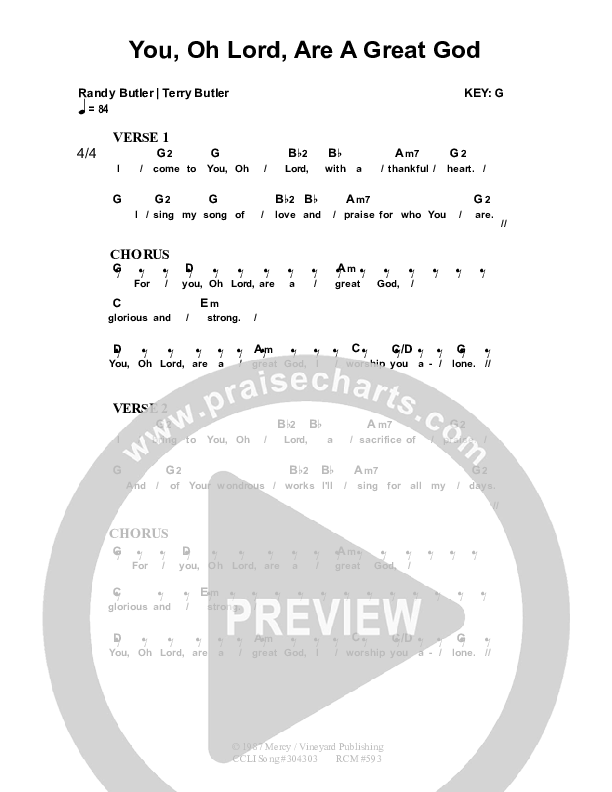 You Oh Lord Are A Great God Chords PDF (Dennis Prince / Nolene Prince) - PraiseCharts