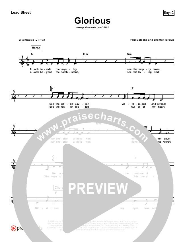Glorious (Simplified) Sheet Music PDF (Paul Baloche) - PraiseCharts