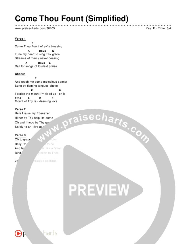 Come Thou Fount (Simplified) Chords PDF (Crowder / Passion) - PraiseCharts