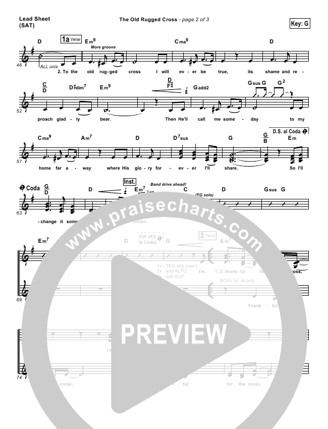 The Old Rugged Cross Sheet Music PDF (PraiseCharts Band / Arr. Dan Galbraith) - PraiseCharts