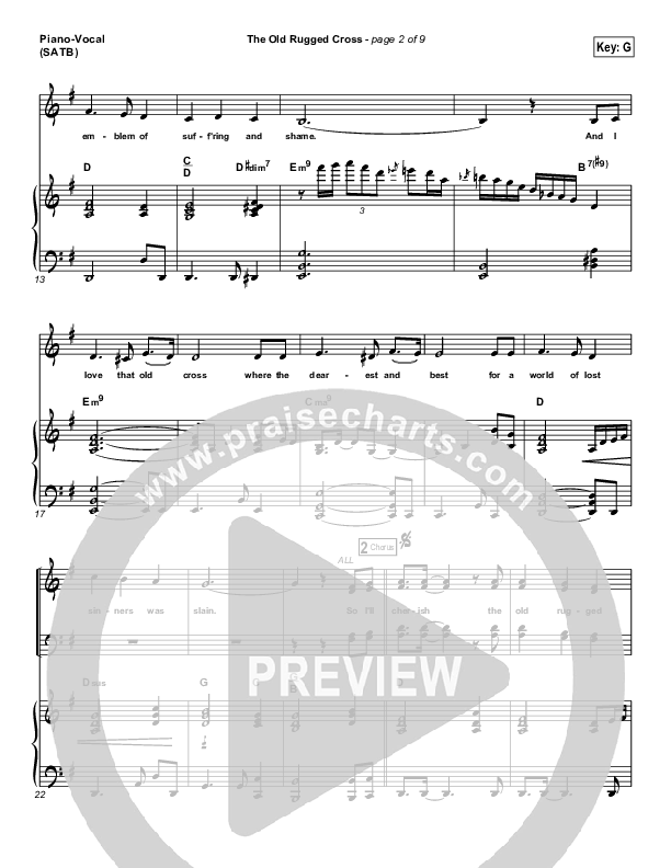 The Old Rugged Cross Sheet Music PDF (PraiseCharts Band / Arr. Daniel Galbraith) - PraiseCharts
