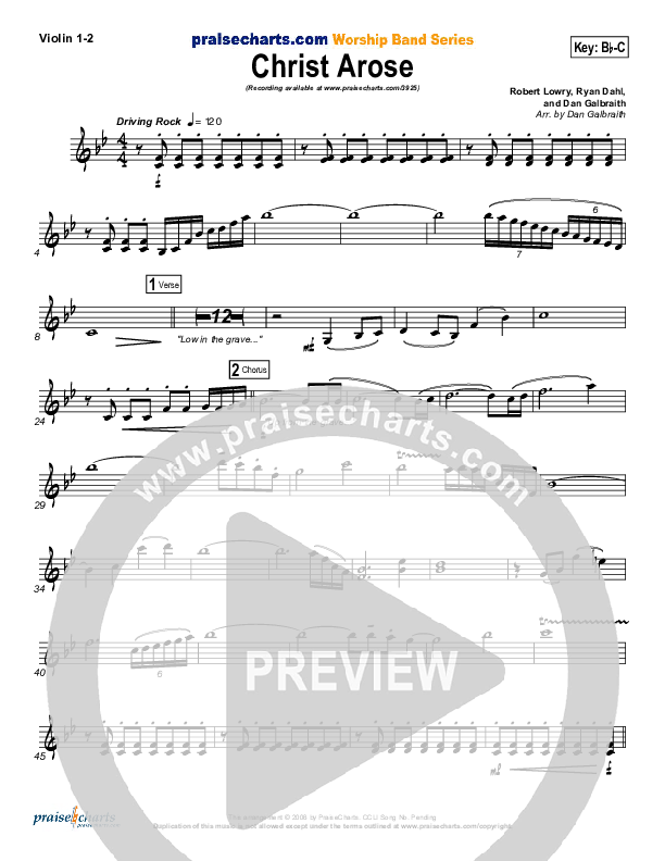 Christ Arose (He Is Lord Of Heaven) Violin Sheet Music PDF (PraiseCharts Band / Arr. Daniel ...