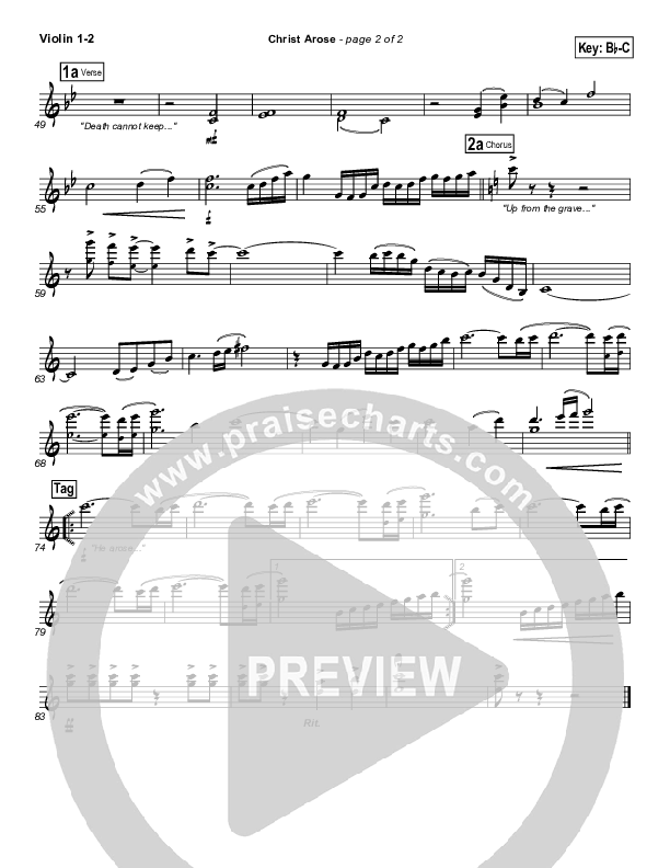 Christ Arose (He Is Lord Of Heaven) Violin Sheet Music PDF (PraiseCharts Band / Arr. Daniel ...
