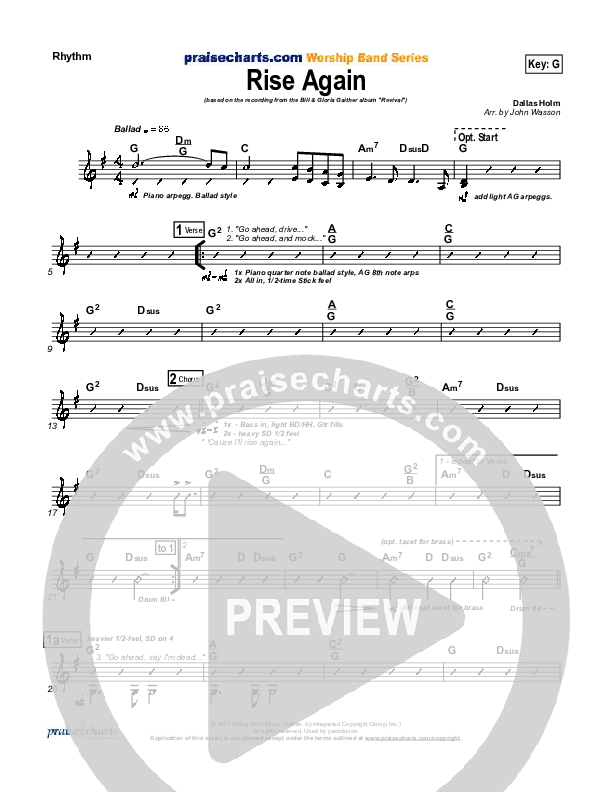 Rise Again Sheet Music PDF (Dallas Holm) - PraiseCharts