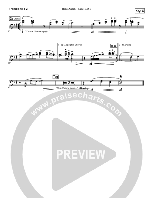 Rise Again Trombone Sheet Music PDF (Dallas Holm) - PraiseCharts