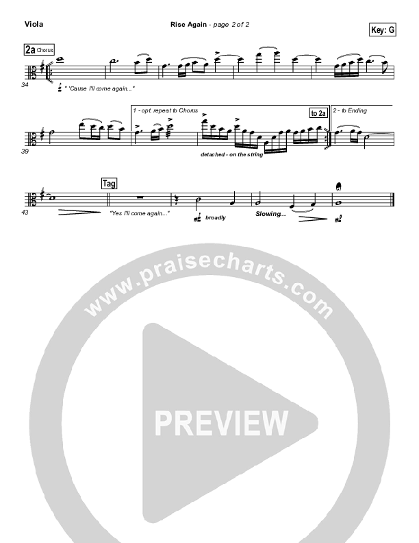 Rise Again Viola Sheet Music PDF (Dallas Holm) - PraiseCharts