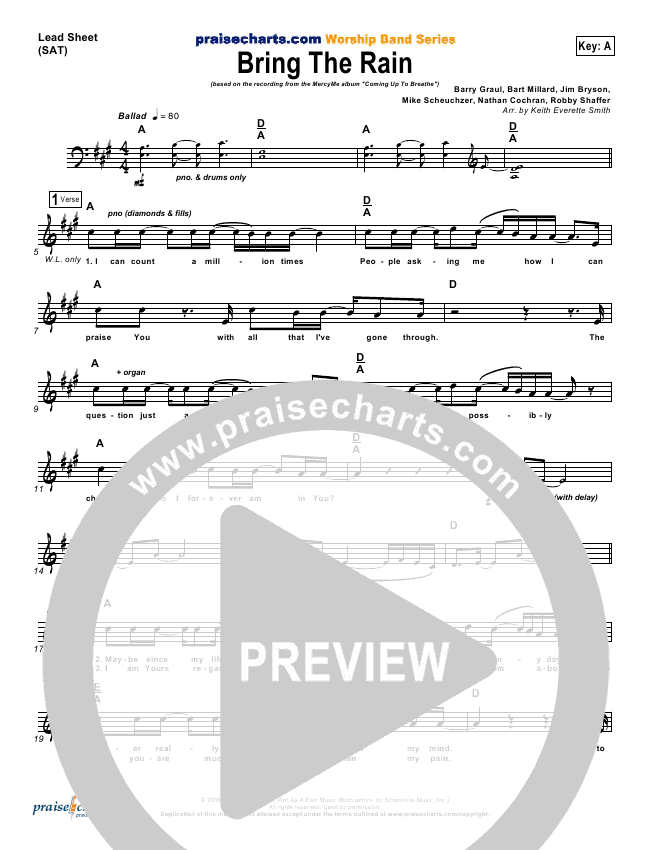 Bring The Rain Sheet Music (MercyMe) - PraiseCharts