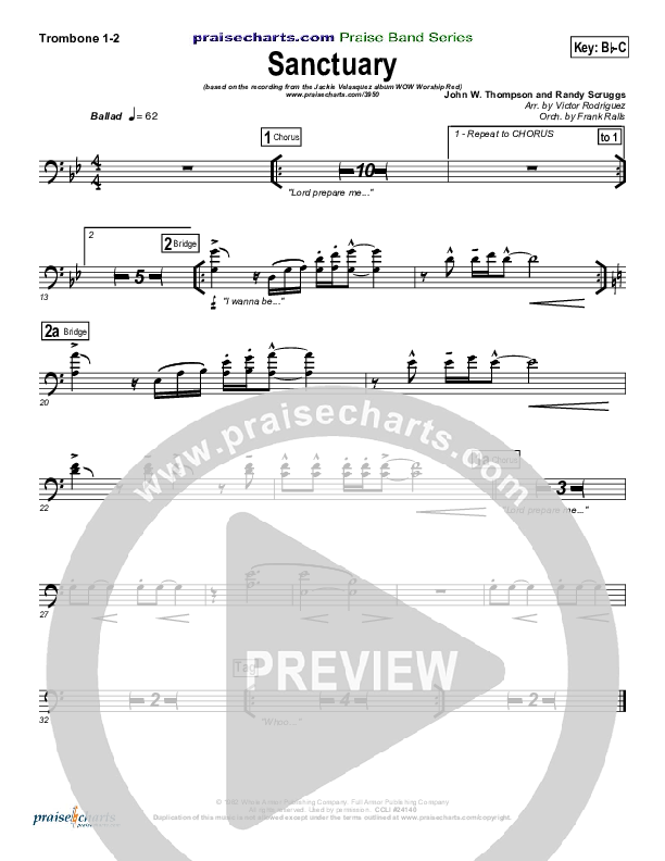 Sanctuary Trombone Sheet Music PDF (Jaci Velasquez) - PraiseCharts
