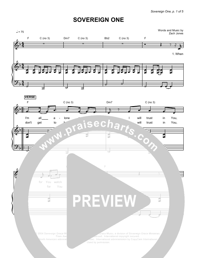 Sovereign One Sheet Music PDF (Sovereign Grace) - PraiseCharts