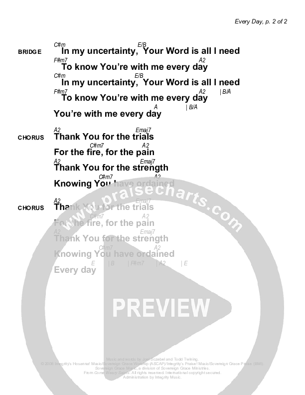 Every Day Chords PDF (Sovereign Grace) - PraiseCharts