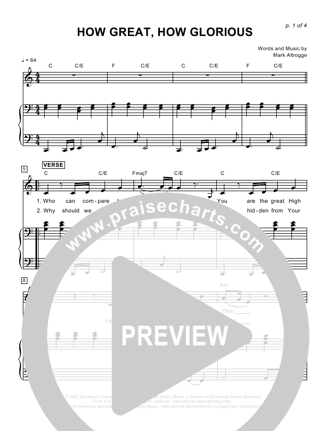 How Great How Glorious Sheet Music (Sovereign Grace) - PraiseCharts