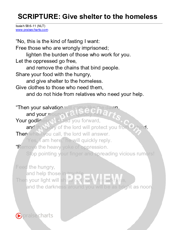 Give Shelter To The Homeless (Isaiah 58) Sheet Music PDF (Scripture ...